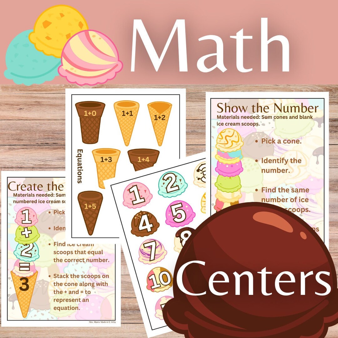 Ice Cream Addition Classroom Centers and Homeschool Activities for Prek ...