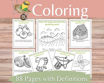 Gardening Vocabulary Coloring Pages: Homeschool Writing Practice ...