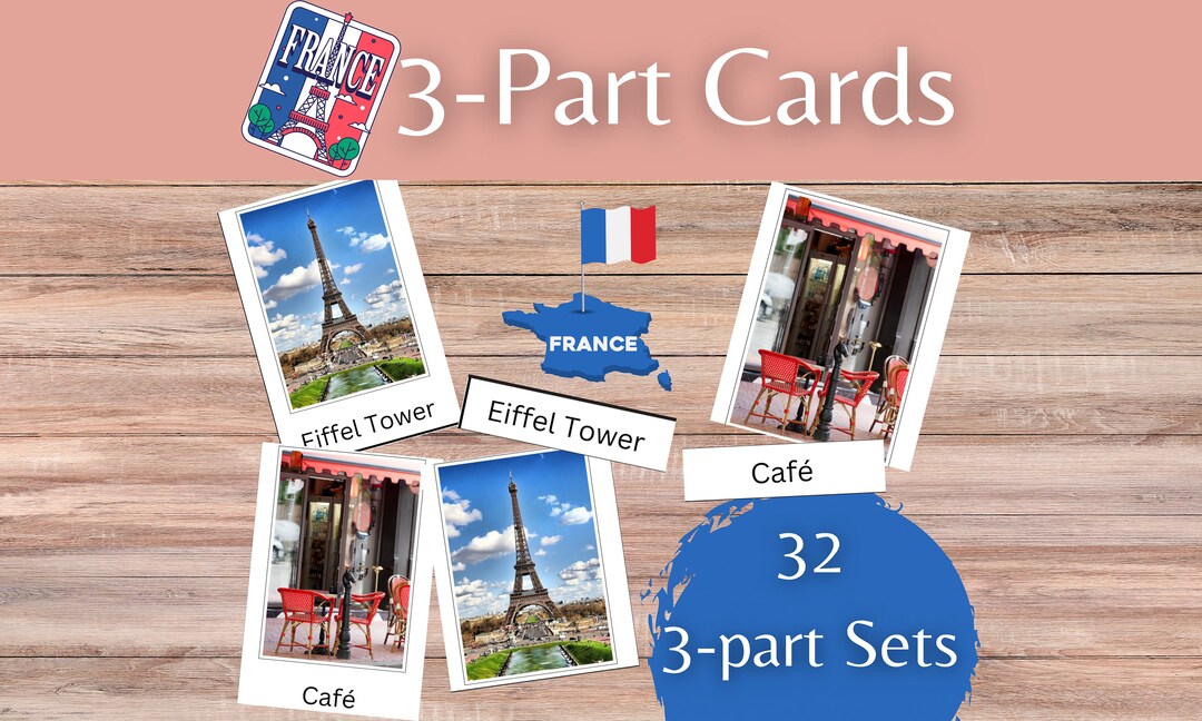 France Montessori Style 3-part Cards for Vocabulary and Language ...