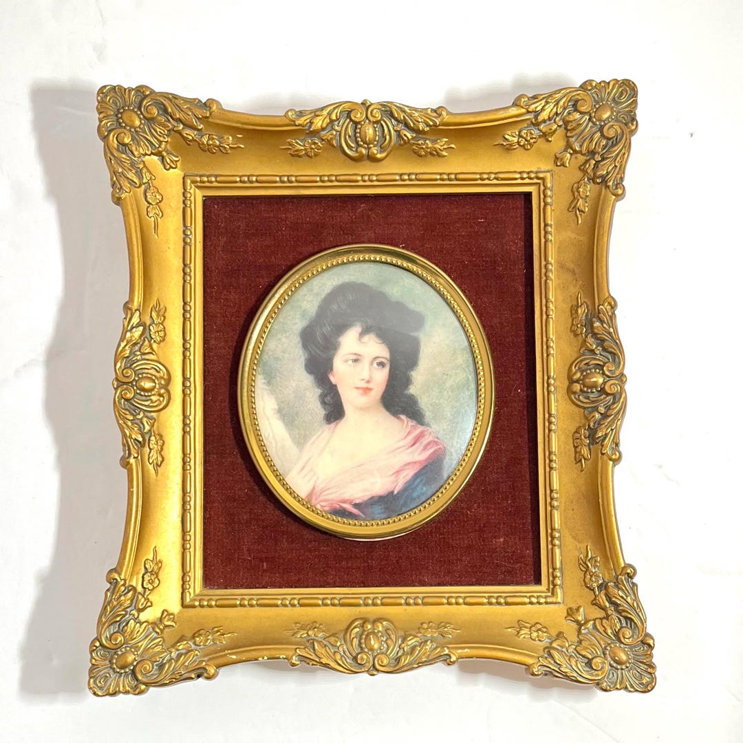 Vintage Eliza Anne Linley Portrait Lithograph in Ornate Gold Frame - Etsy