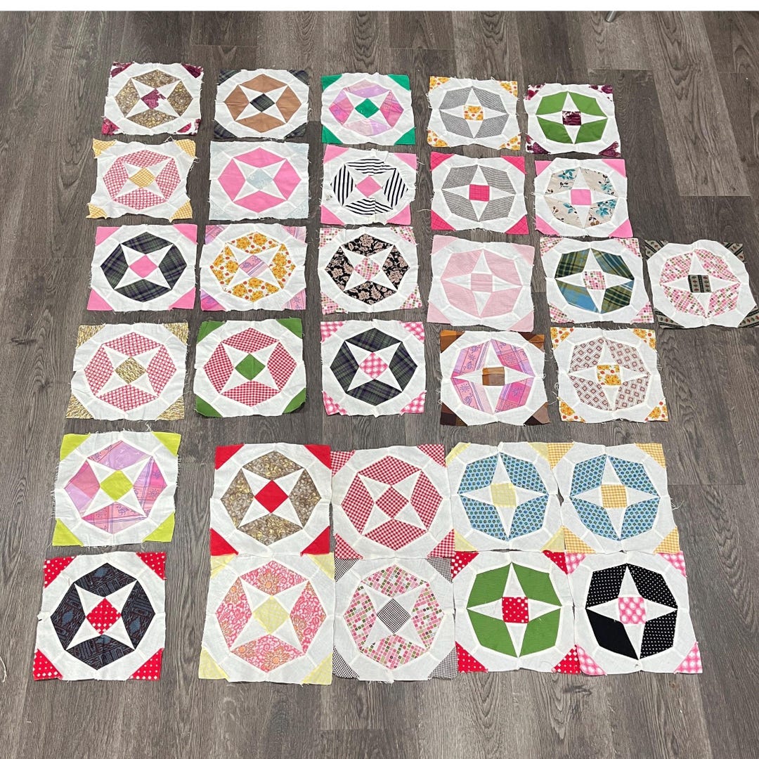 Vintage Quilt Blocks Eastern Star of the East Hand Stitched 31 ...
