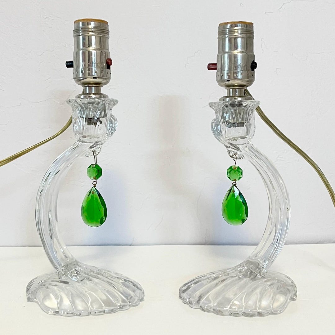 Vintage Cambridge Caprice Glass Lamps Vanity Made From Candleholders ...