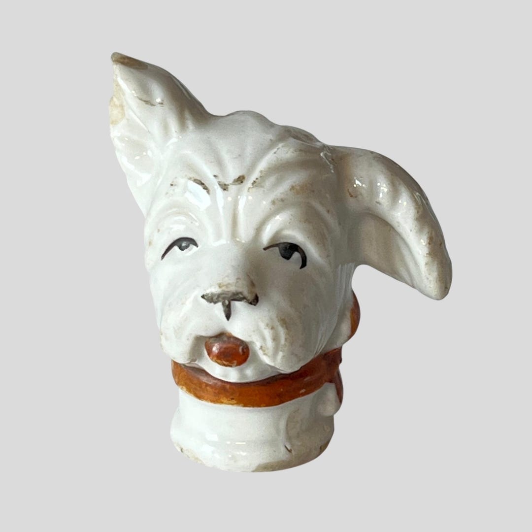 Vintage Carnival Cane Topper Scotty Dog Head Ceramic Handle Made in ...