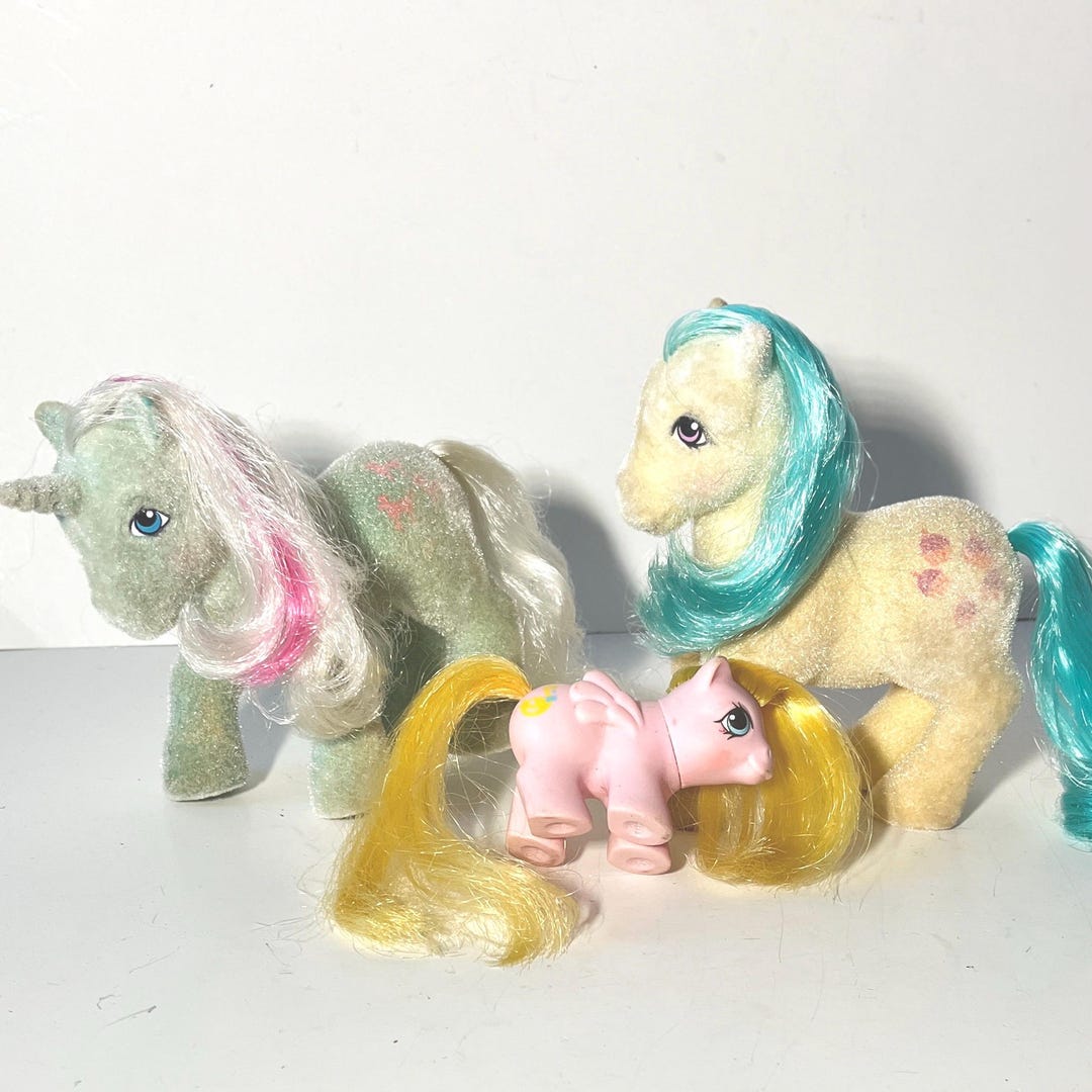 My Little Pony G1 so Soft Ponies Flocked Fifi, Cupcake and Baby Nibbles ...