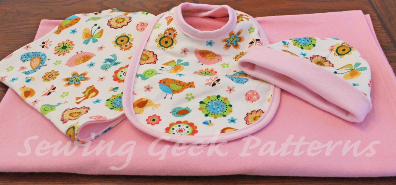 New Baby Gift Set - PDF Sewing Pattern. Receiving Blanket, Bib, Burp ...