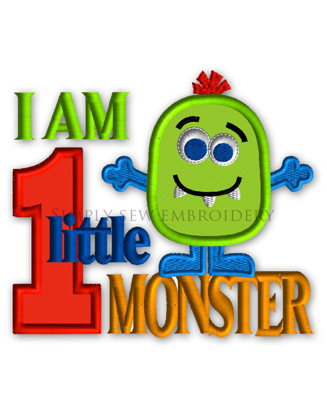 One Little Monster -- Girl or Boy Embroidery Design Machine Applique No ...