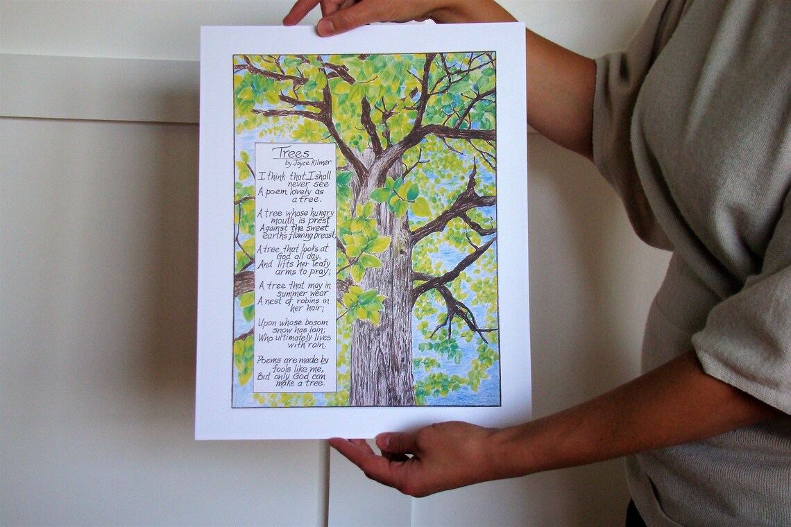 Trees Poem Art Print/ Trees by Joyce Kilmer Art/ 11 X 14 Wall | Etsy UK