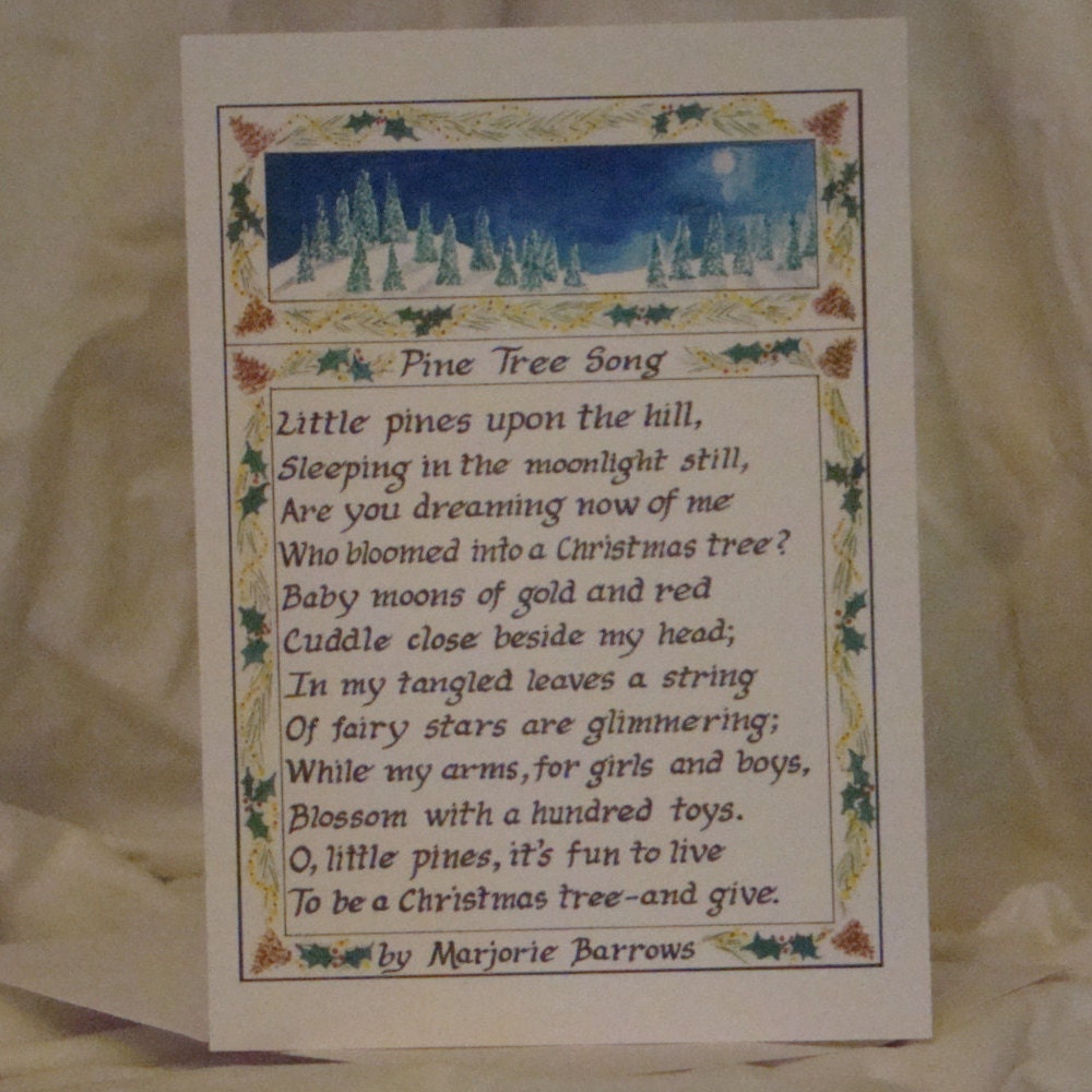 Pine Tree Poem Christmas Card, Winter Scene - Etsy