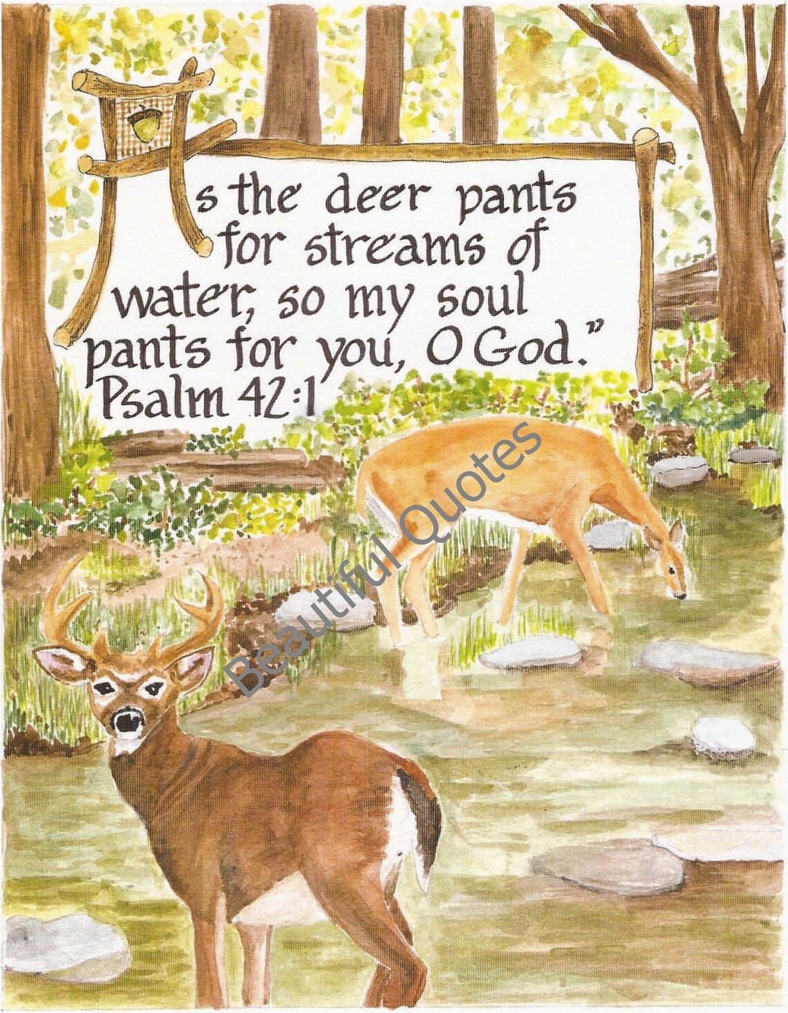 Psalm 42:1 Deer Art Print, Biblical Verse (8 1/2 X 11) - Etsy