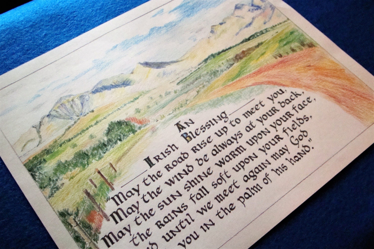 Irish Blessing Art Print, Traditional Saying, Landscape Illustration ...