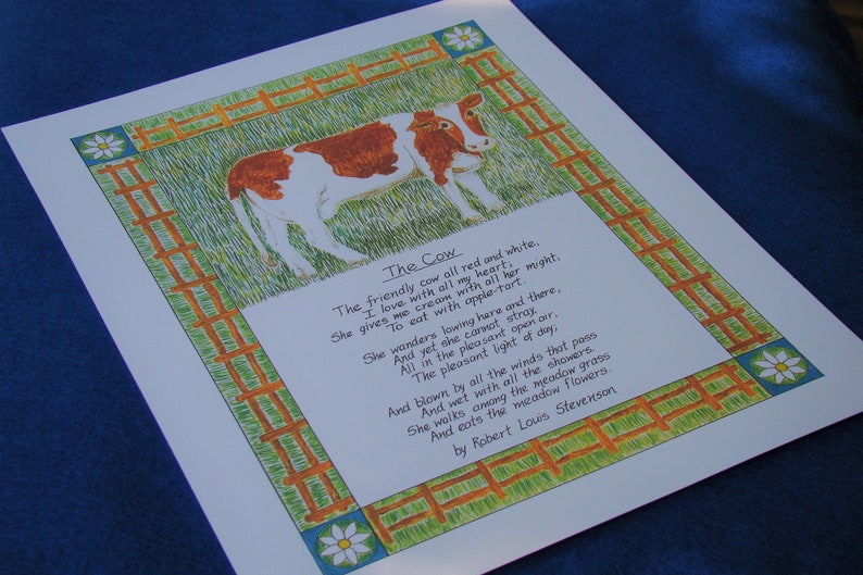 The Cow Poem Art Print/ the Cow by Robert Louis Stevenson Art/11x14 ...