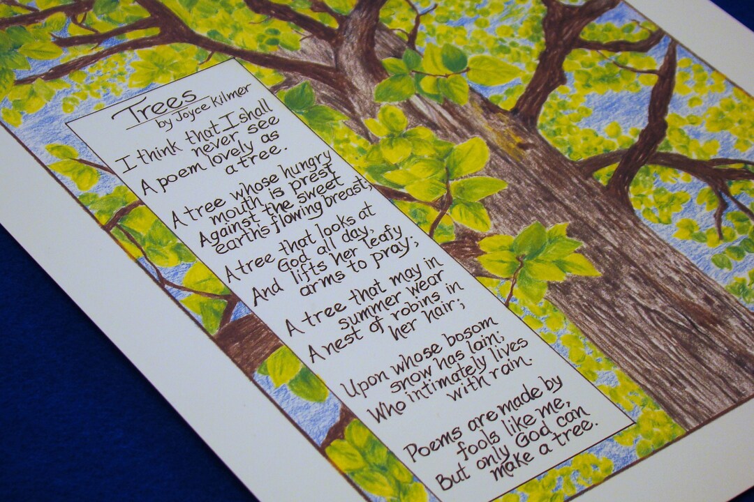 Trees Poem Art Print/ Trees by Joyce Kilmer Art/ 11 X 14 Wall Art ...