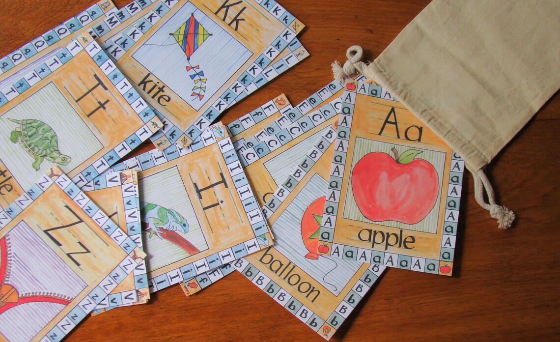 Large Alphabet Cards in Cloth Bag/5 x 7 Alphabet Cards / | Etsy
