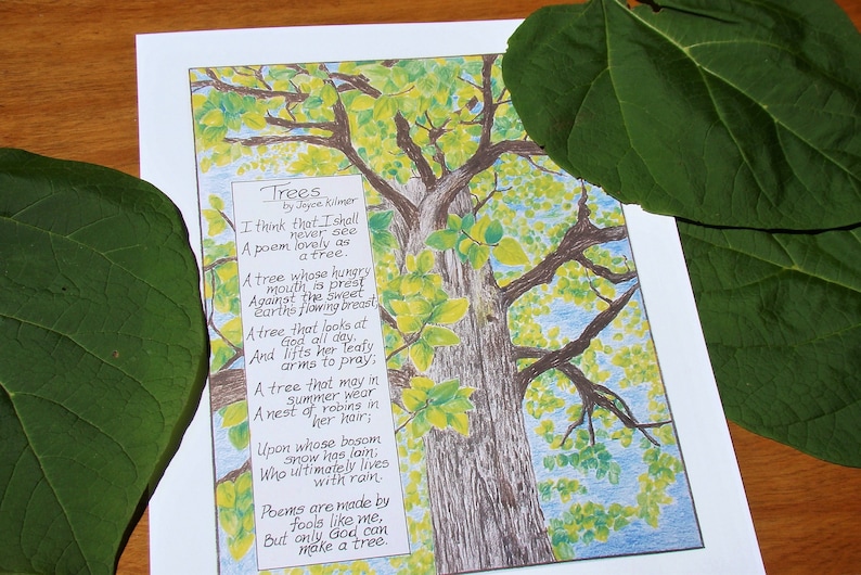 Trees Poem Art Print/ Trees by Joyce Kilmer Art/ 11 X 14 Wall | Etsy UK