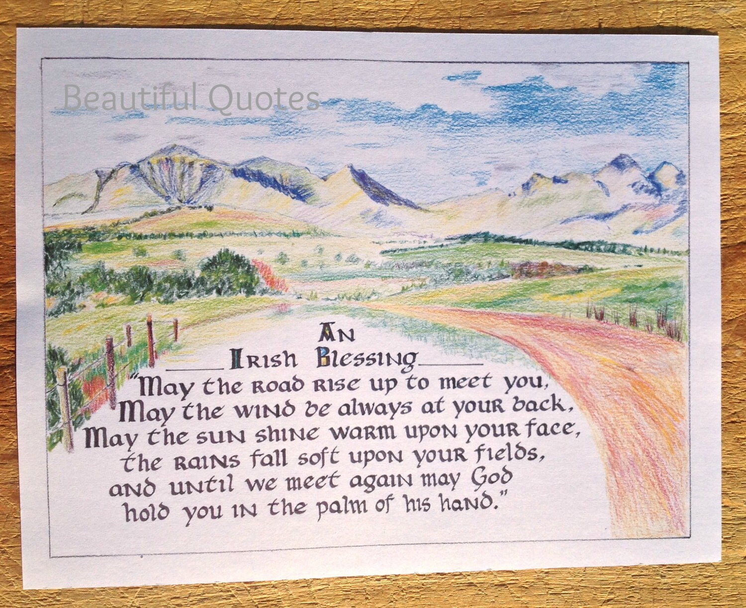 Irish Blessing Art Print, Traditional Saying, Landscape Illustration ...