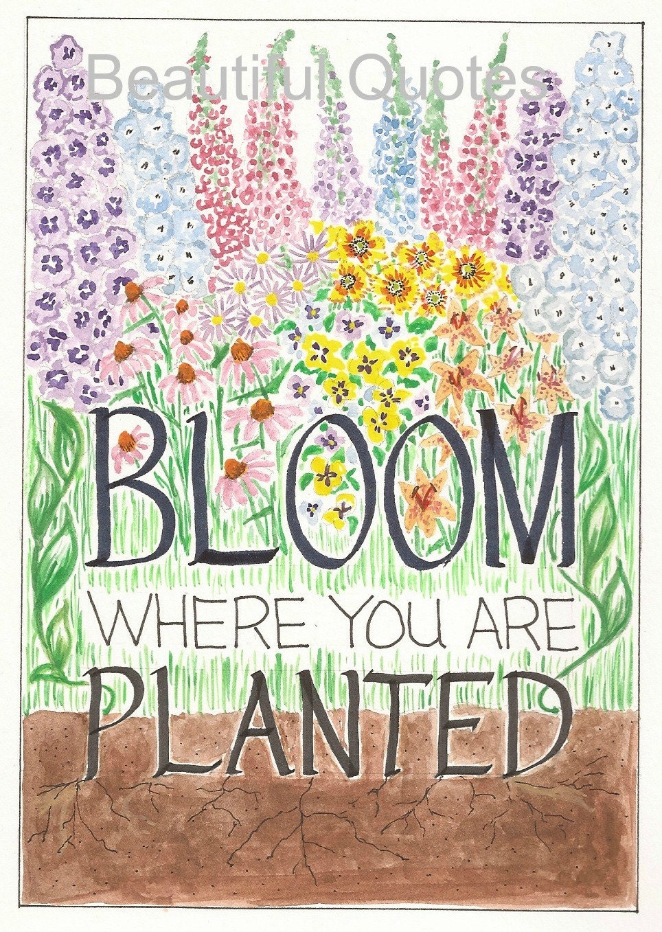 Bloom Where You are Planted Quote Art Print//5 X 7 Art Print// | Etsy