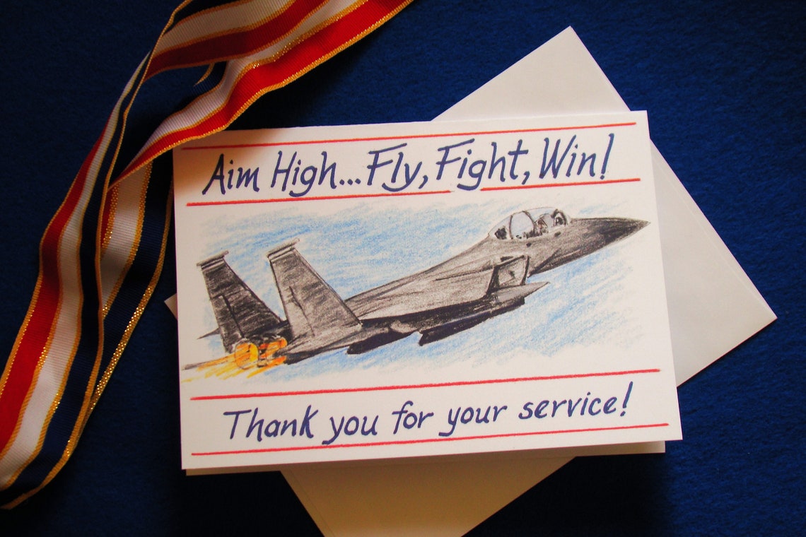 Air Force Fighter Jet Card, Military Appreciation Thank You - Etsy