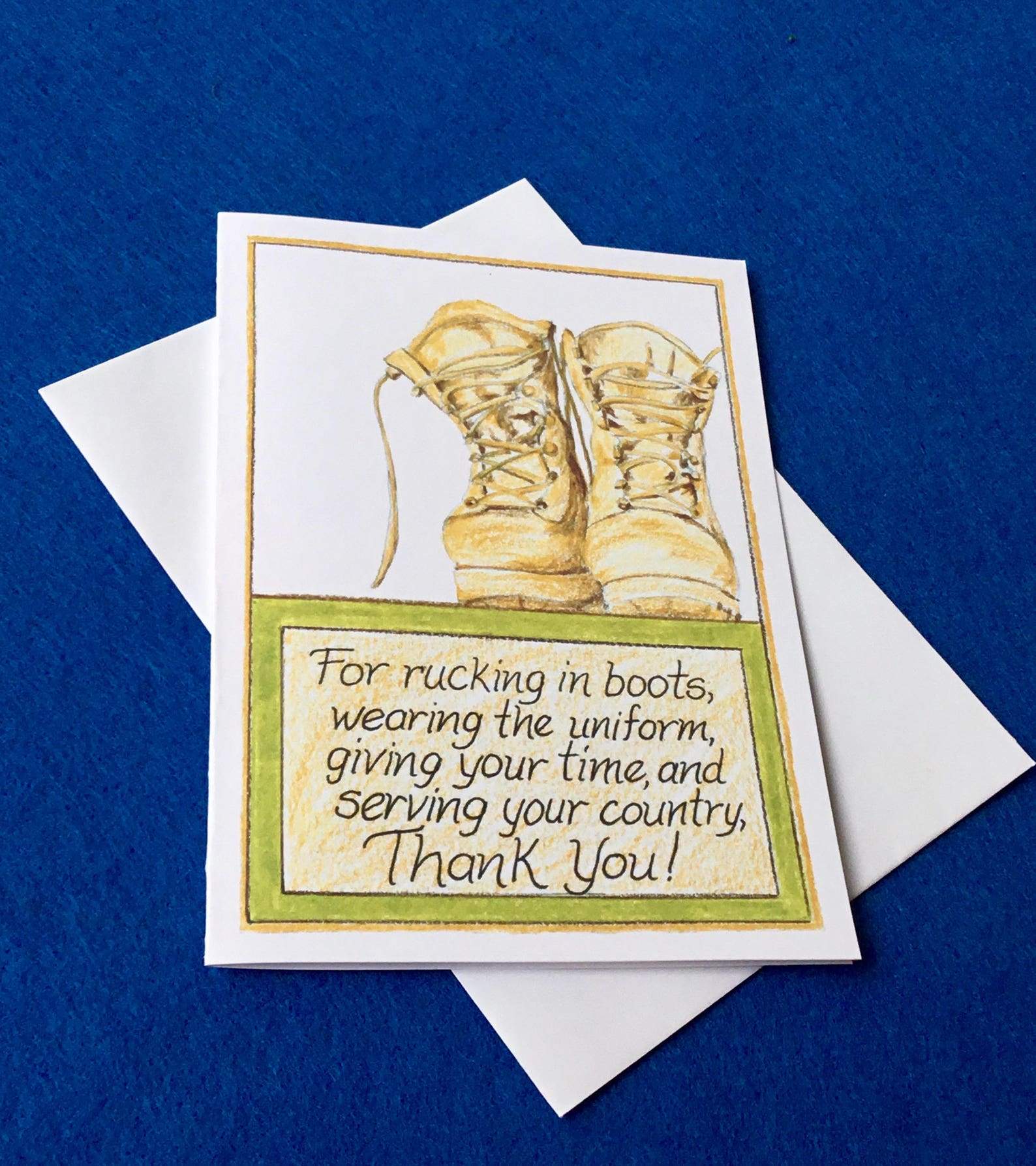 Military Appreciation Card: Army Boots Illustration, 5x7 Blank Card - Etsy