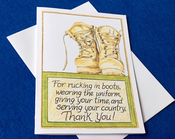 Military Appreciation Card/ Army Boots Card/ 5x7 Card - Etsy