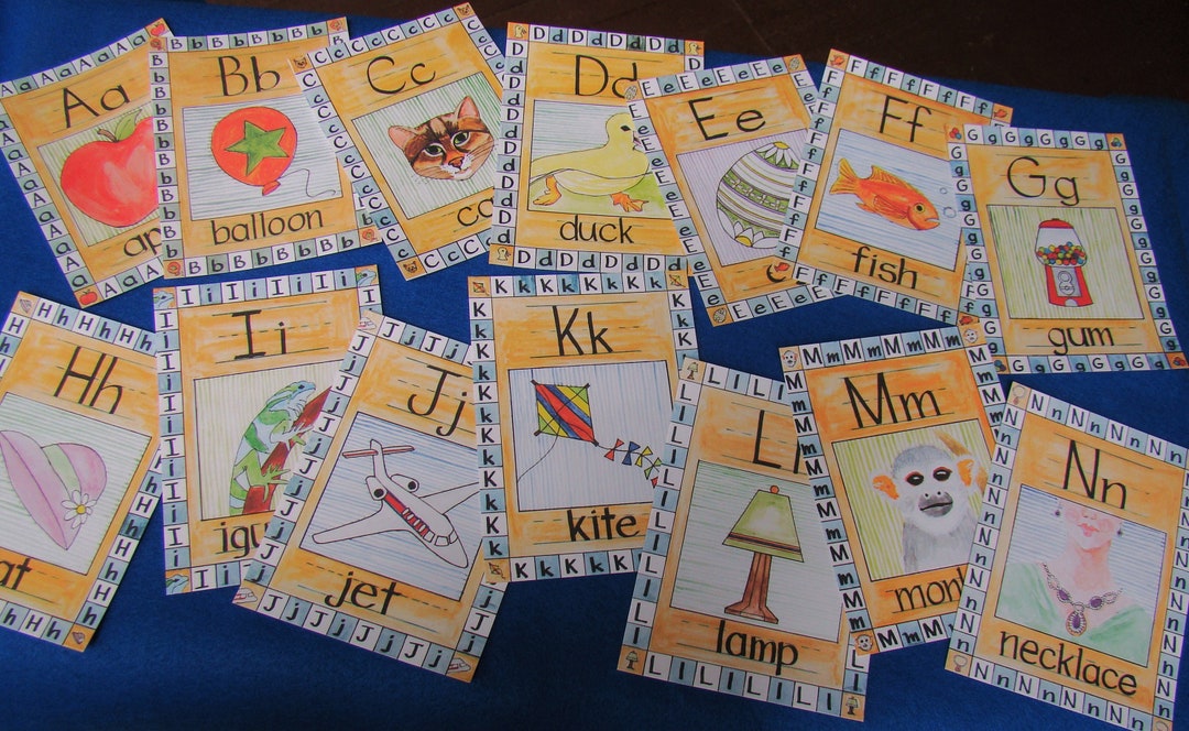 Large Alphabet Cards in Cloth Bag/5 X 7 Alphabet Cards / - Etsy