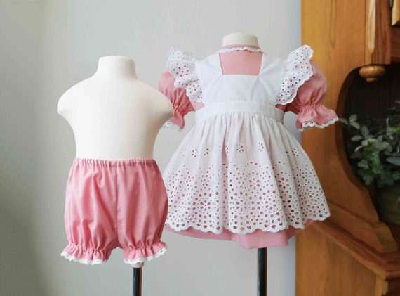 Baby Toddler Girl Pinafore Vintage Style Dress Bloomers - Etsy