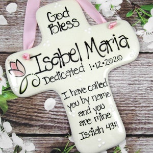 Personalized Baby Dedication Cross: Hand-painted Ceramic Gift - Etsy