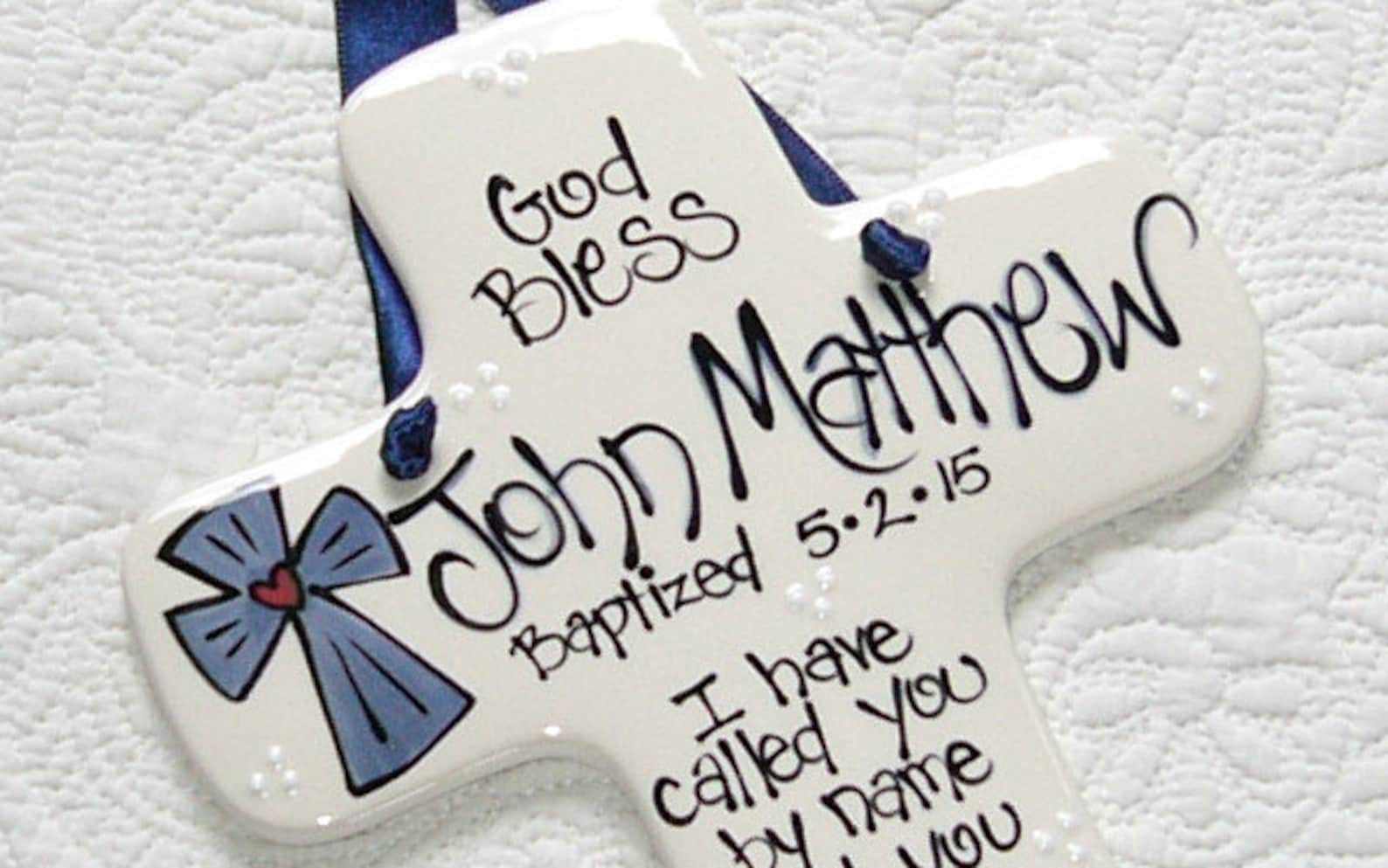 Personalized Baptism Cross for Boys 'I Have Called You by - Etsy
