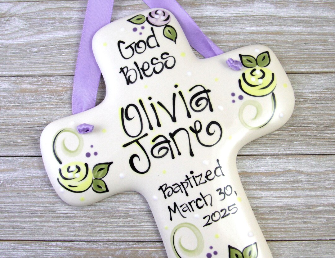 Personalized Baptism Gifts // Personalized Baby Cross in Yellow and ...