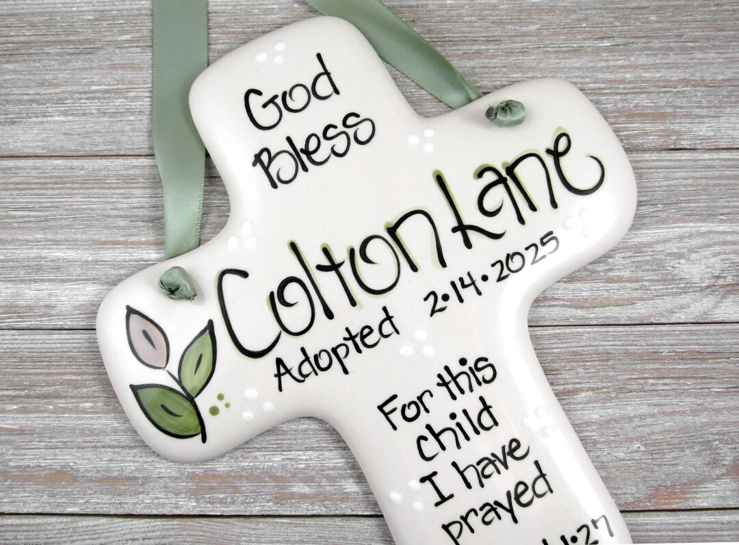 Personalized Adoption Cross in Green and Khaki for Boys // Adoption ...
