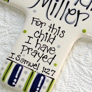 Personalized Little Boy Cross in Navy and Green 'for This - Etsy