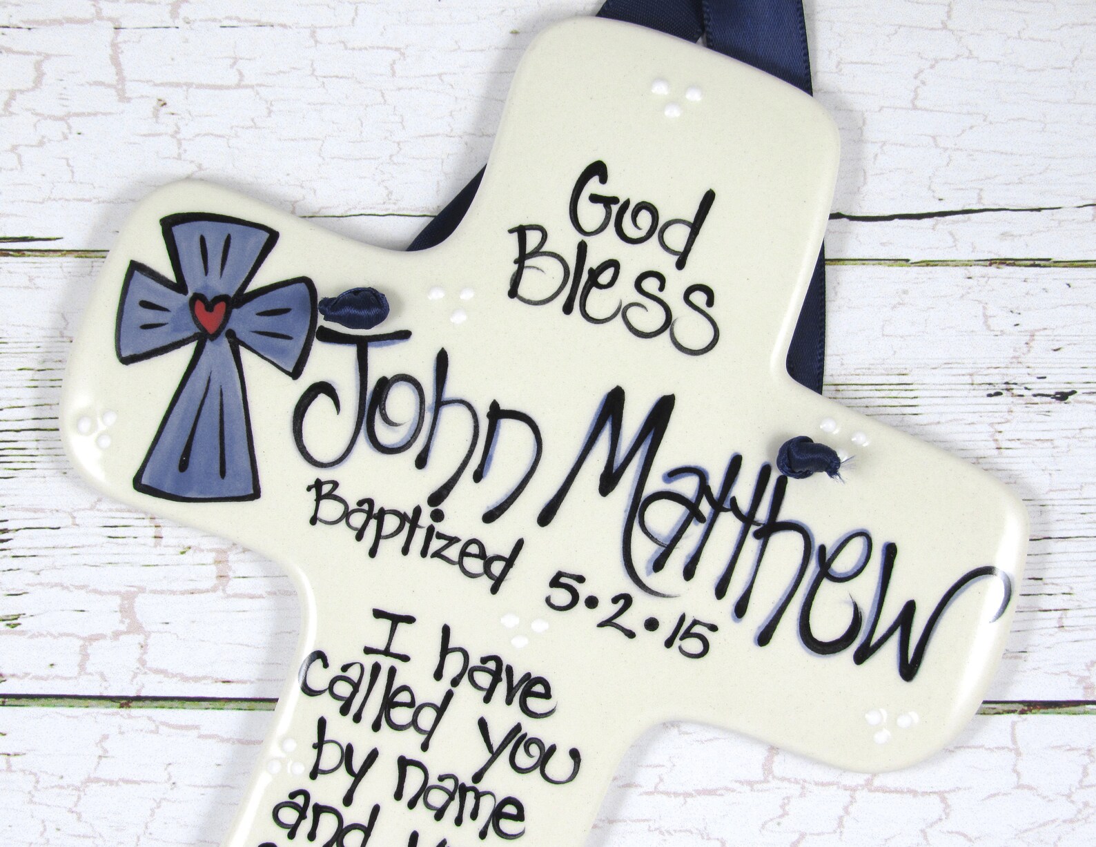 Personalized Baptism Cross for Boys 'I Have Called You by - Etsy