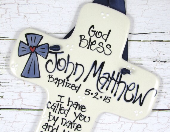 Personalized Baptism Cross for Boys 'I Have Called You by - Etsy