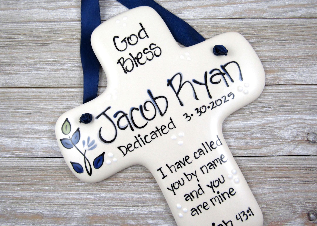 Personalized Baby Dedication Gifts // Personalized Baby Cross in Blue ...