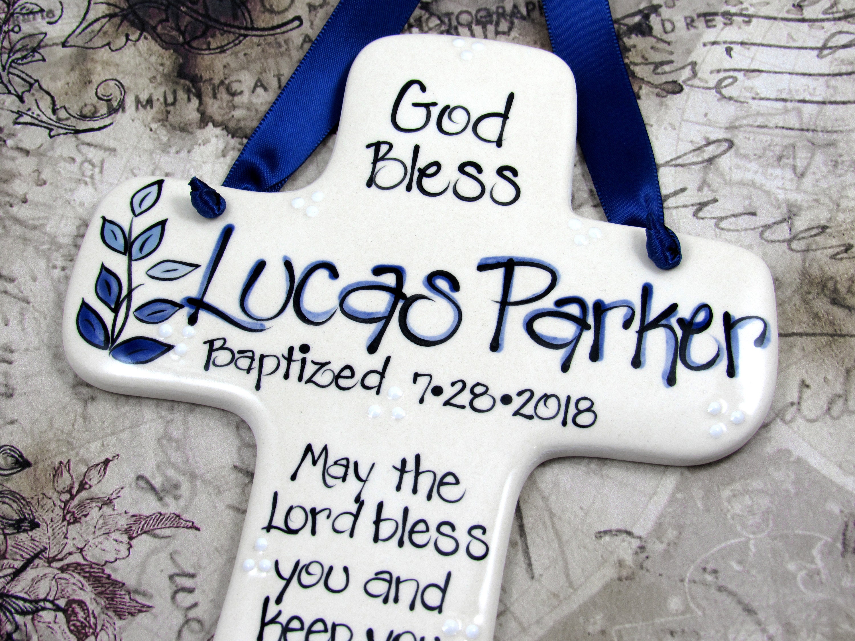 Personalized Baptism Cross for Boys 'May the Lord Bless | Etsy