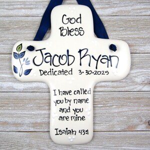 Personalized Baby Dedication Gifts // Personalized Baby Cross in Blue ...