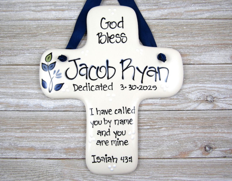 Personalized Baby Dedication Cross: Hand-painted Ceramic Keepsake - Etsy