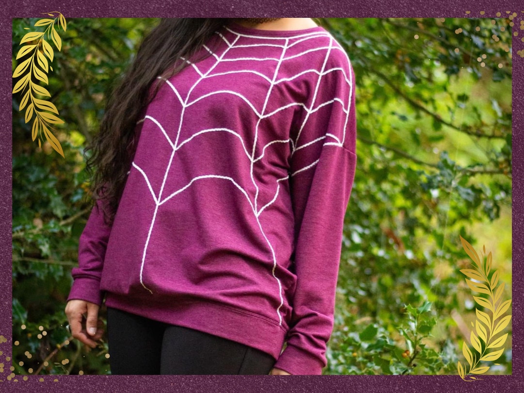 Maroon Spiderweb Sweater Red Spider Long Sleeve Shirt Oversized Extra ...