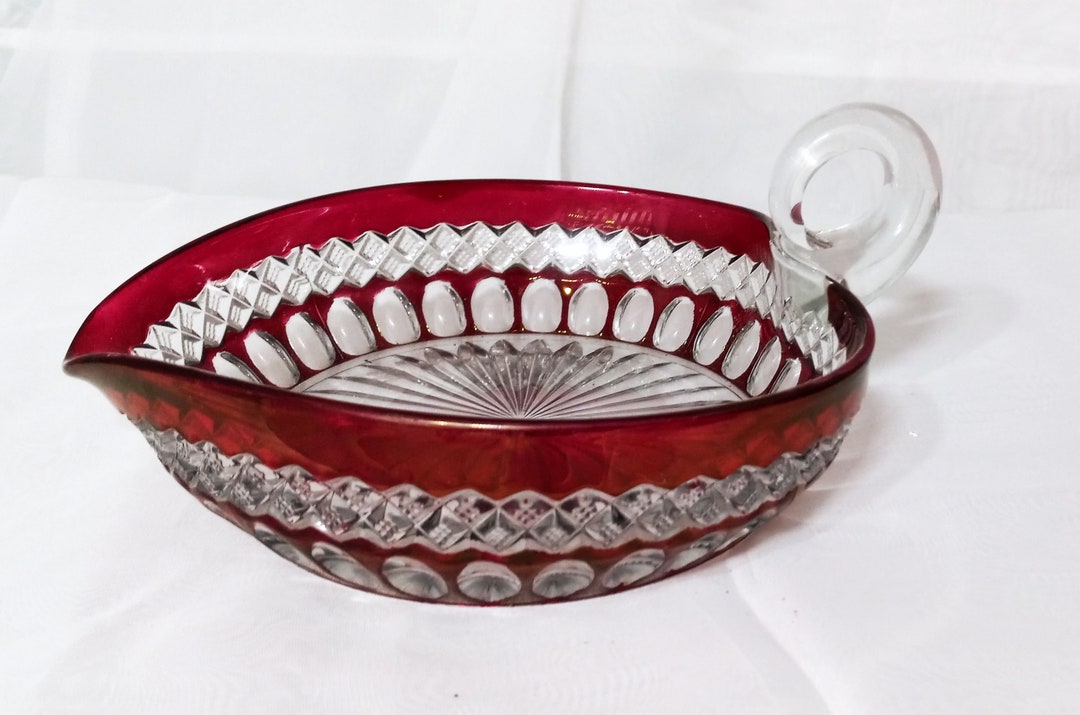 Ruby Red and Clear Westmoreland Glass Heart Shaped Candy Dish ...