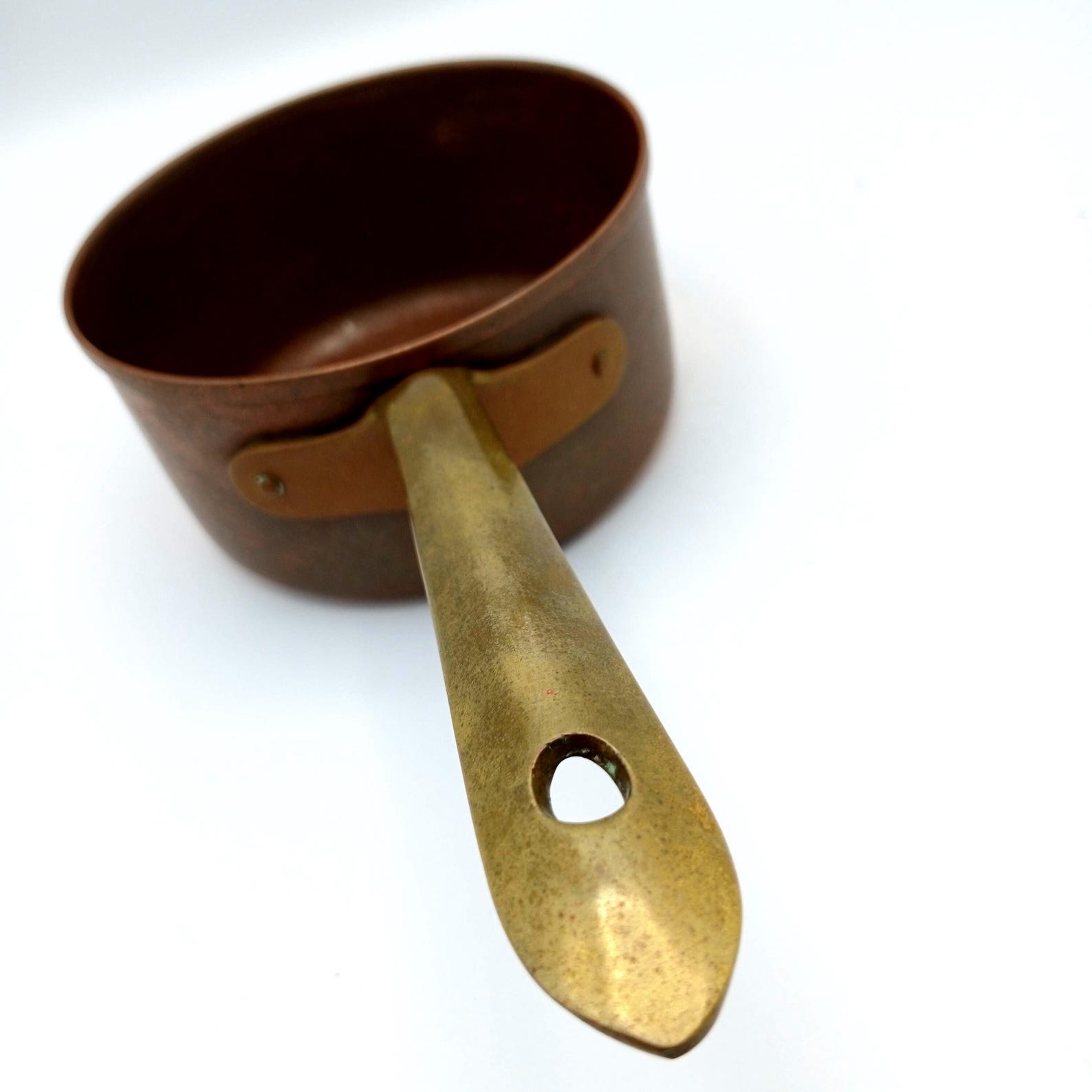 Small Copper Pot With Brass Handle Made in Portugal: Vintage Saucepan ...