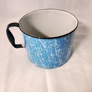 Light Blue Splatter Enamelware 12 Cup Pot, Metal Pot With Side Handle ...