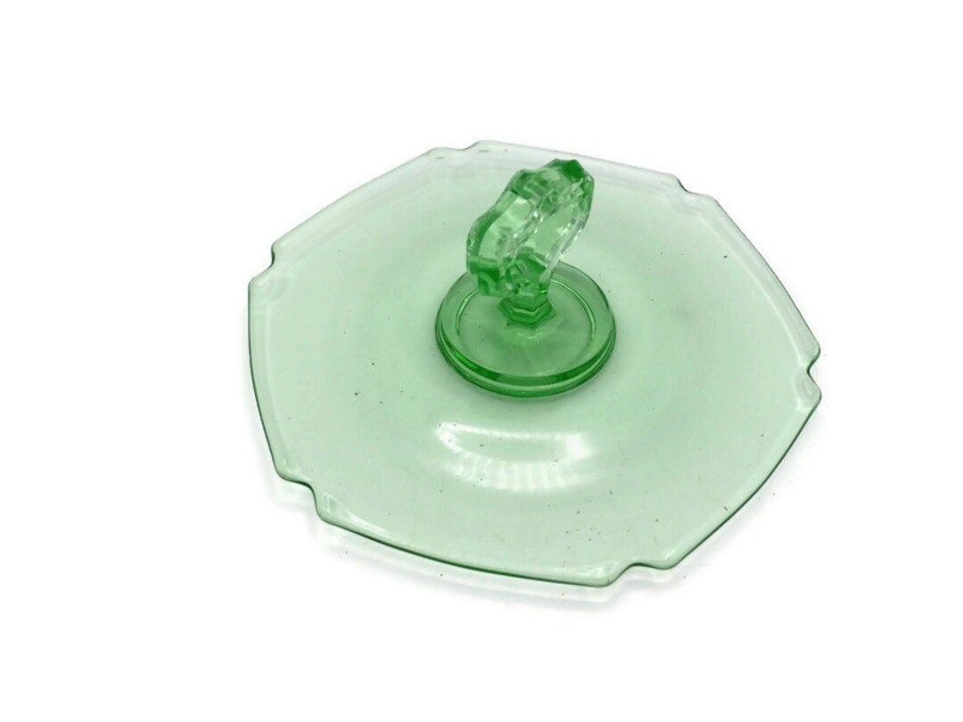 Green Depression Glass Sandwich Tray, Candy Bon Bon or Trinket Dish ...
