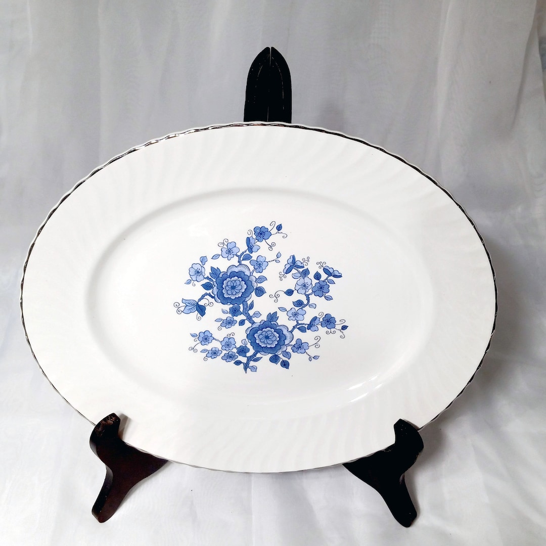 WEDGWOOD "royal Blue' With Platinum Edging - 12 Inch Serving Platter ...