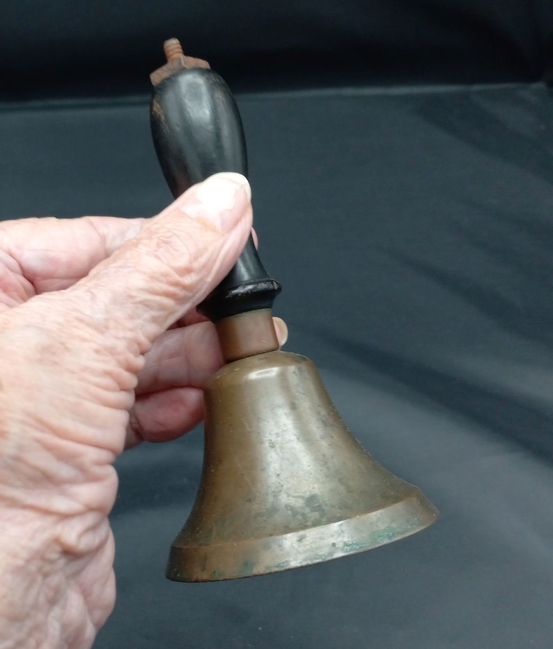 Antique Brass Hand Bell Vintage Small School Teacher's - Etsy
