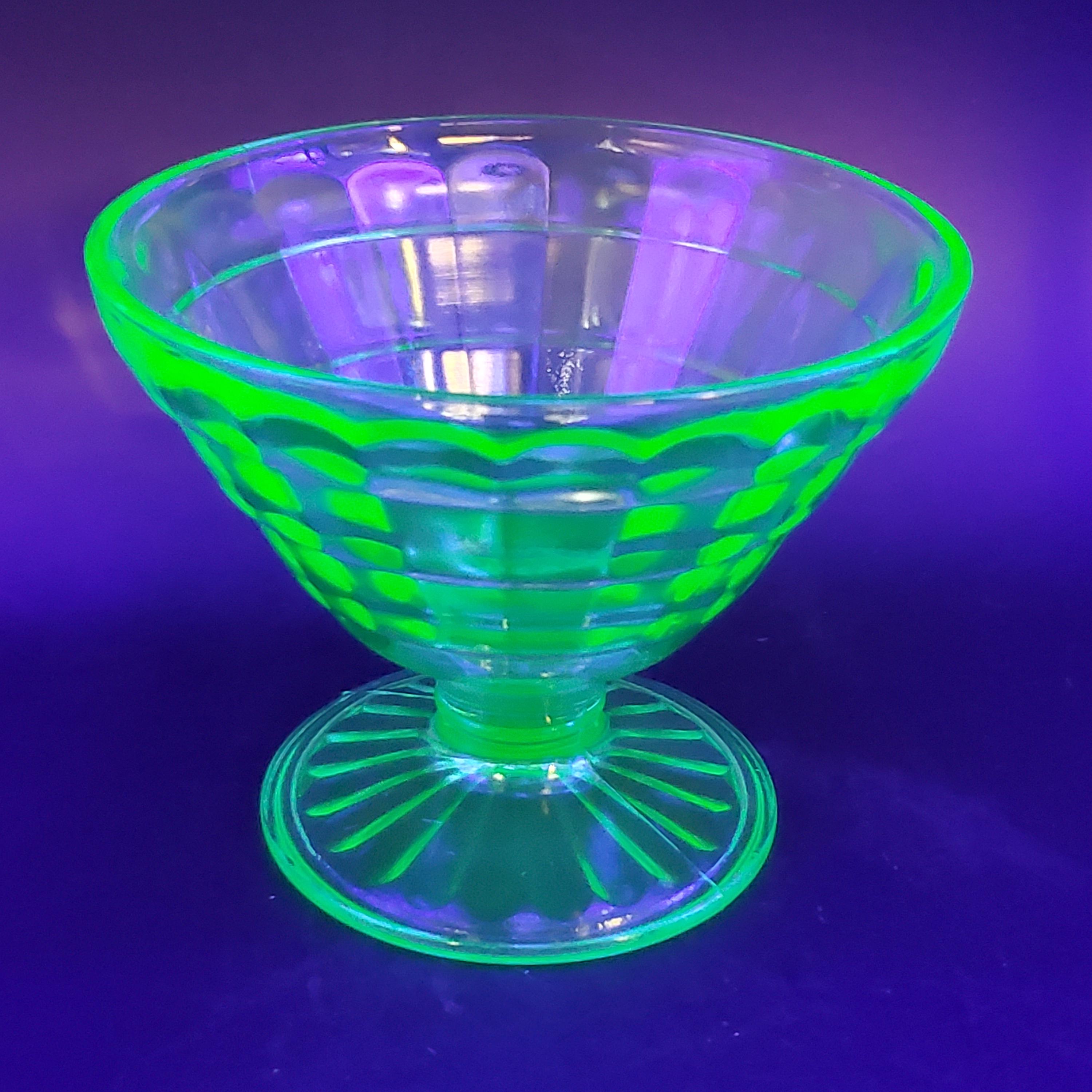 Set of 6 Uranium Green Sherbet Glasses: Anchor Hocking Block Optic - Etsy