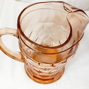 Vintage Large Pink Depression Glass Pitcher, Depression Glass Hexoptic ...