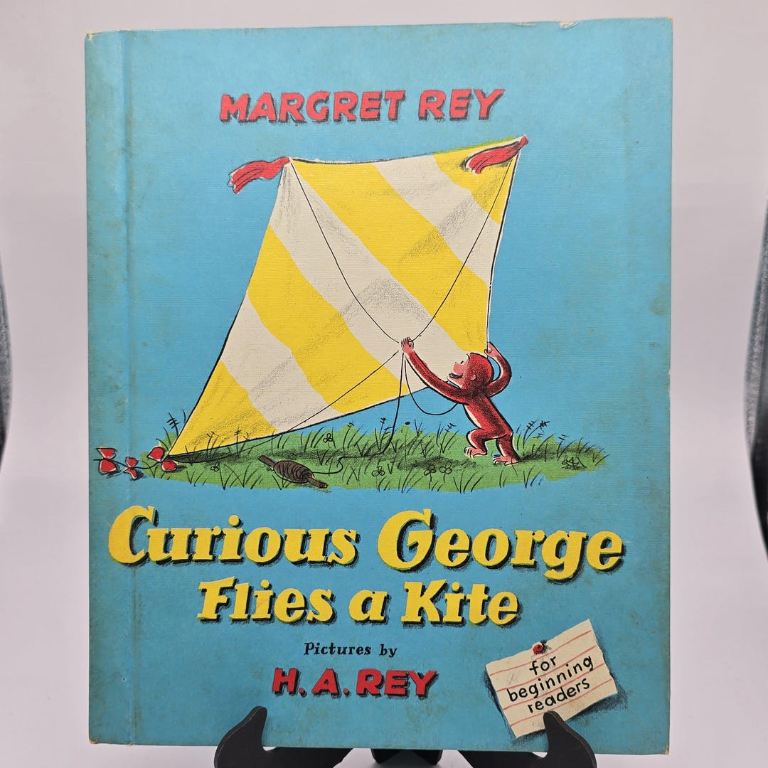 Curious George Flies a Kite: 1958 Weekly Reader Hardback Book for ...