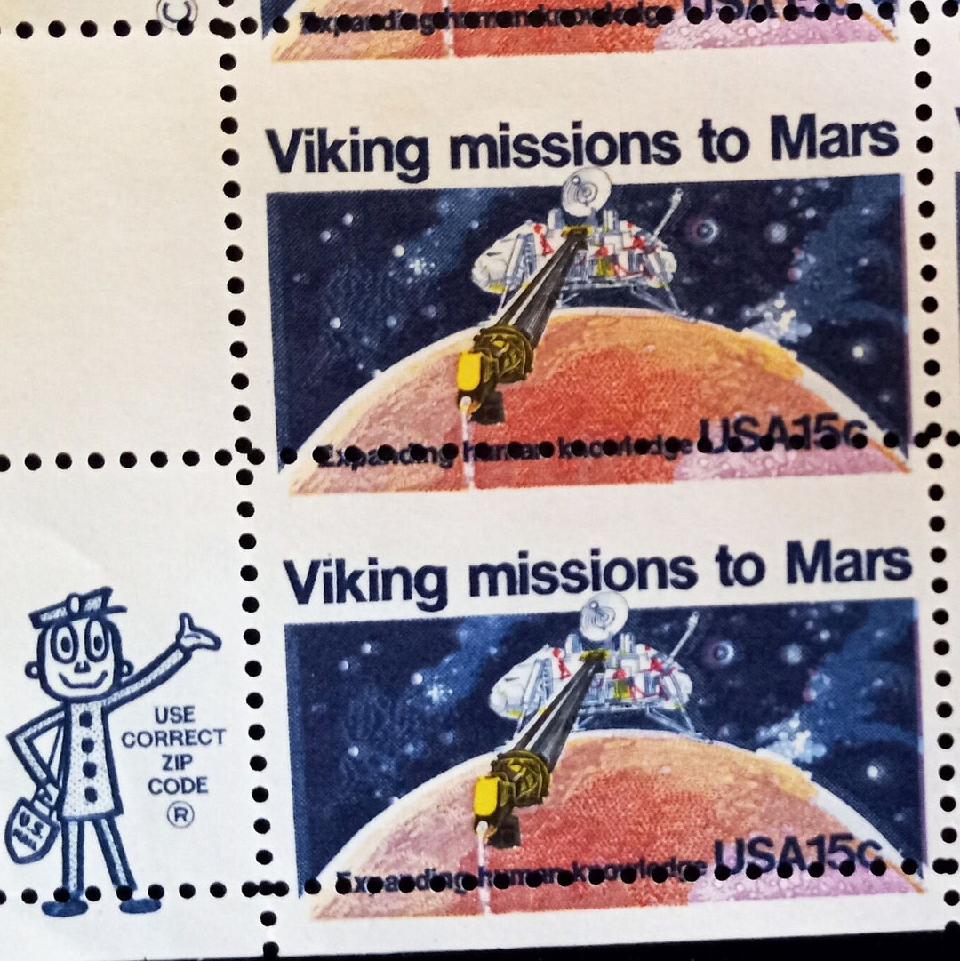 1978 Viking Mission to Mars Stamps, Collectors MISPERFORATED Plate ...