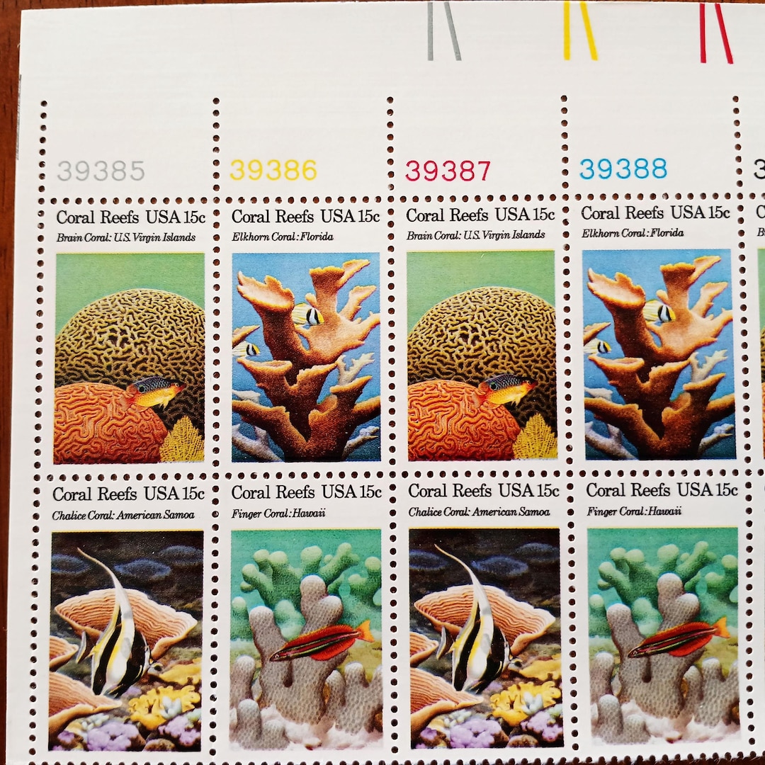 Coral Reef USPS Stamps, 20 or 4 Stamp Plate Blocks or Strips, USA ...