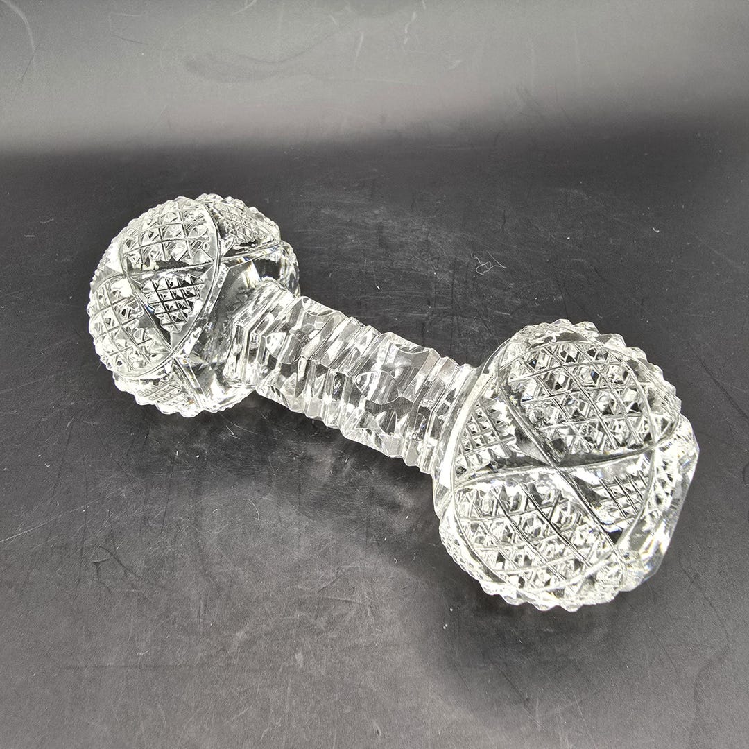 Clear Glass Knife Rest, Cut Glass Dining Accessory, Barbell Shaped ...