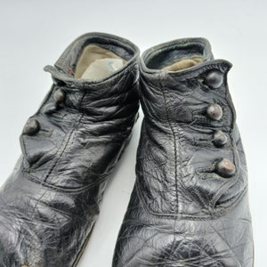 Antique Baby Leather Button Shoe, Victorian Toddler Shoes, Black ...